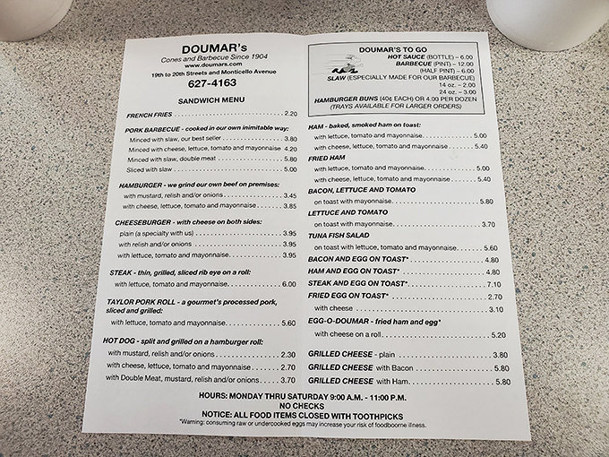 This unassuming menu hides the road map to happiness. No fancy descriptions needed when the food speaks this eloquently.