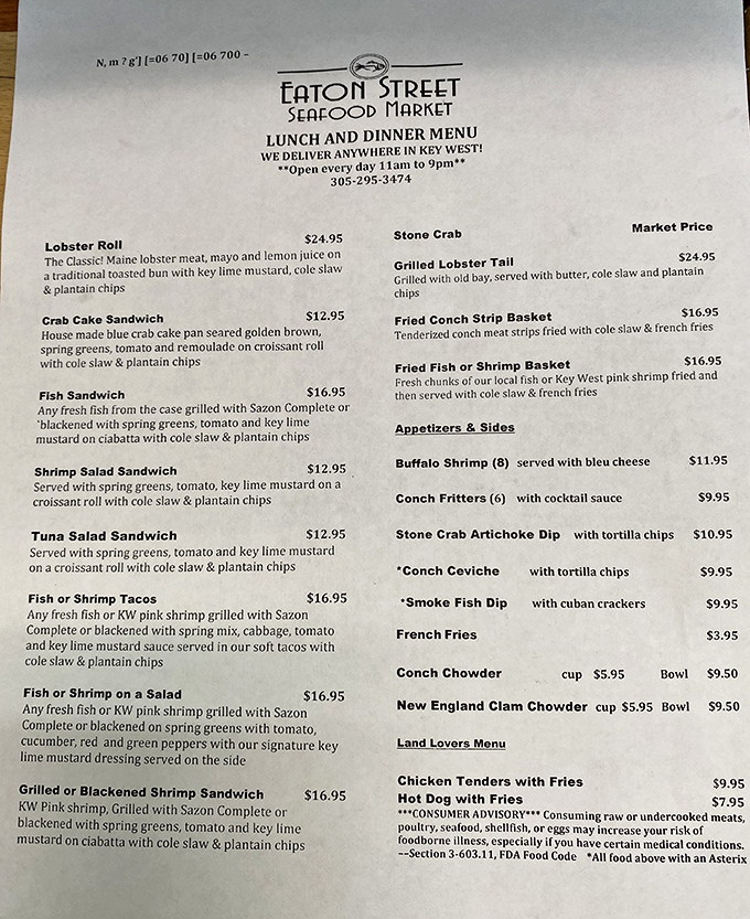 A menu that reads like poetry to seafood lovers. Notice how they don't waste precious space on kale smoothies or deconstructed anything.