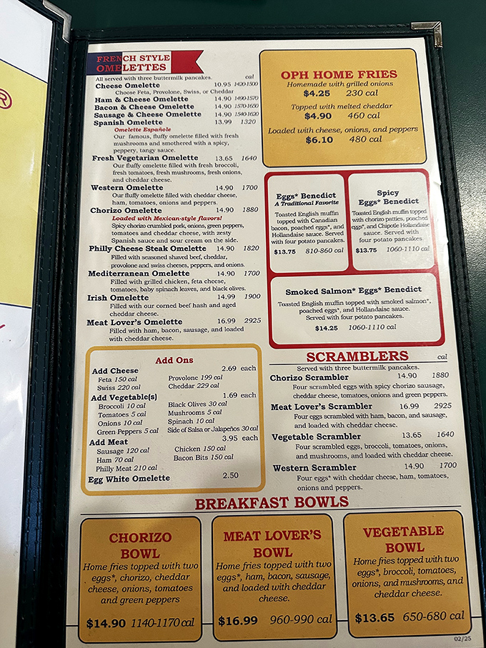 The menu that launched a thousand breakfast dreams. Each option more tempting than the last.