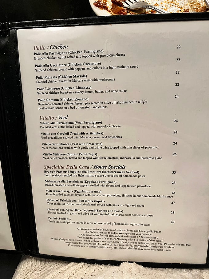 A menu that reads like a love letter to Italian cuisine, where every dish promises a passport to flavor without the airfare.