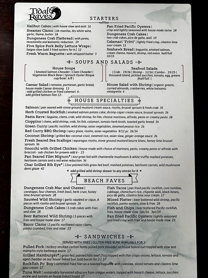 This menu reads like coastal poetry&mdash;each dish a love letter to the Pacific, from Dungeness crab flatbread to those legendary razor clams.