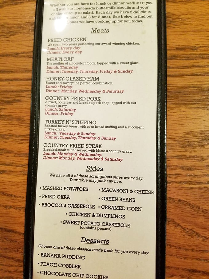 This menu isn't just a list&mdash;it's a love letter to Southern cooking. Two years perfecting fried chicken? Now that's commitment I can respect. 