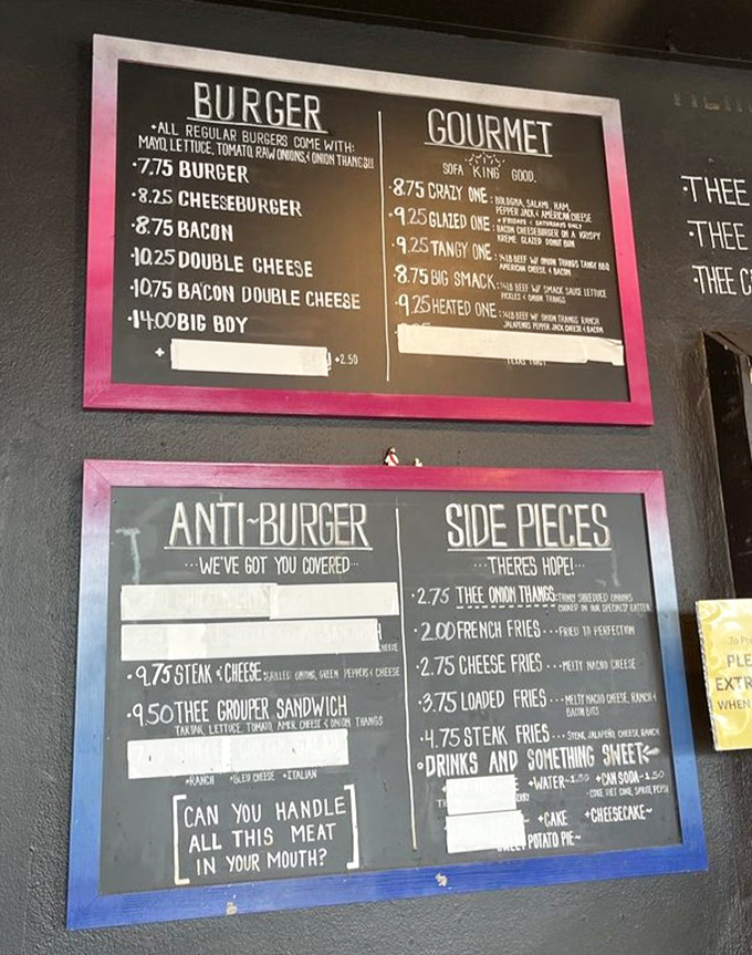 The chalkboard menu is refreshingly straightforward&mdash;no deconstructed nonsense or foam emulsions here, just honest burgers with names that tell you exactly what you're in for.