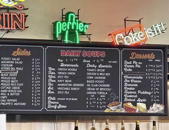 This menu board isn't just a list of food&mdash;it's a historical document, chronicling culinary traditions that have survived world wars and disco.