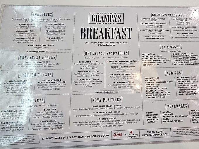 The menu at Grampa's reads like a love letter to morning indulgence &ndash; benedicts, omelettes, and Nova platters competing for your stomach's attention.