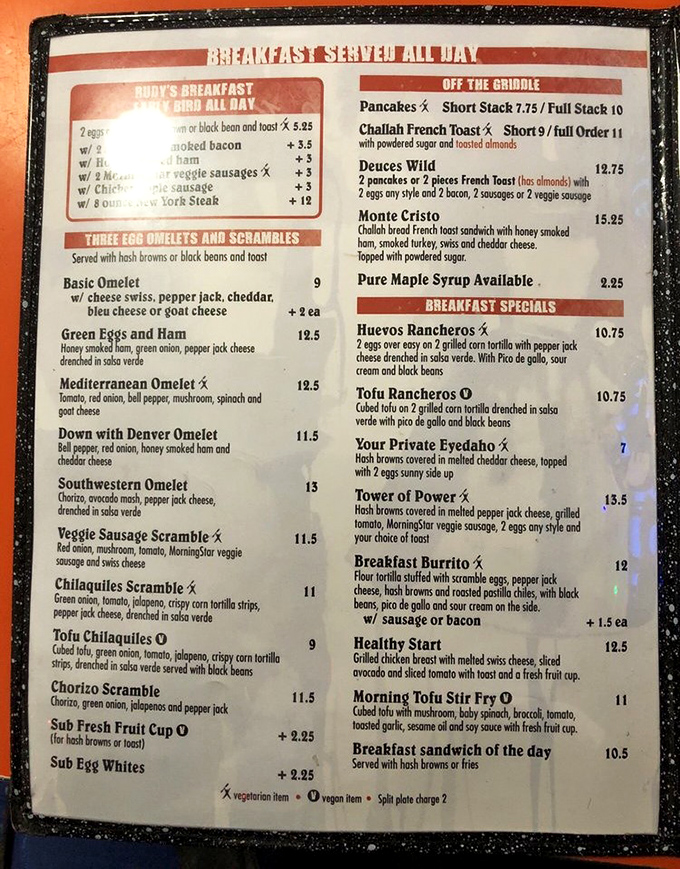 A menu that reads like a love letter to breakfast, with options ranging from basic to brilliant. Decision paralysis never tasted so good.