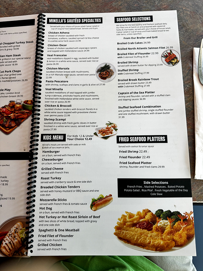 The menu at Minella's doesn't just list food&mdash;it offers a roadmap to happiness with seafood selections that would make Neptune himself jealous.