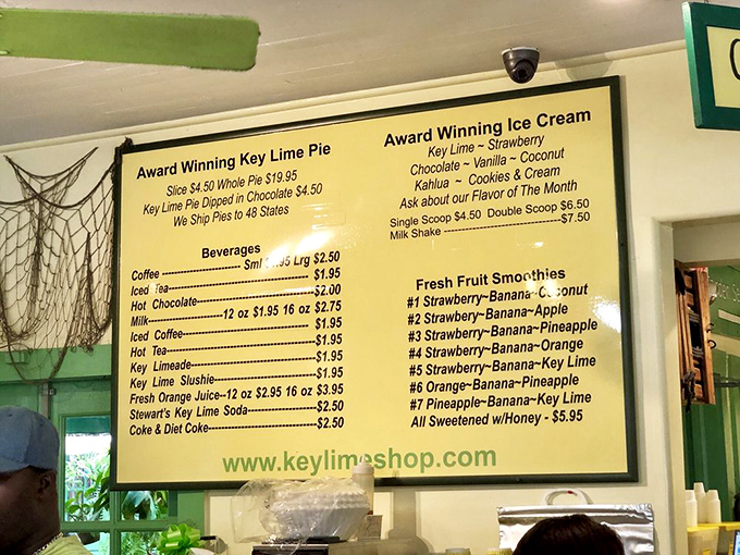 The menu board at Kermit's reads like a love letter to key lime possibilities. Decisions this difficult should come with a therapist on standby.