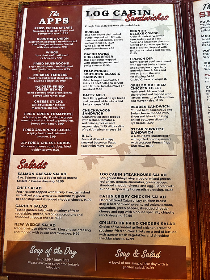 Reading this menu is like finding the roadmap to happiness. Each item promises a delicious journey through Southern comfort classics.