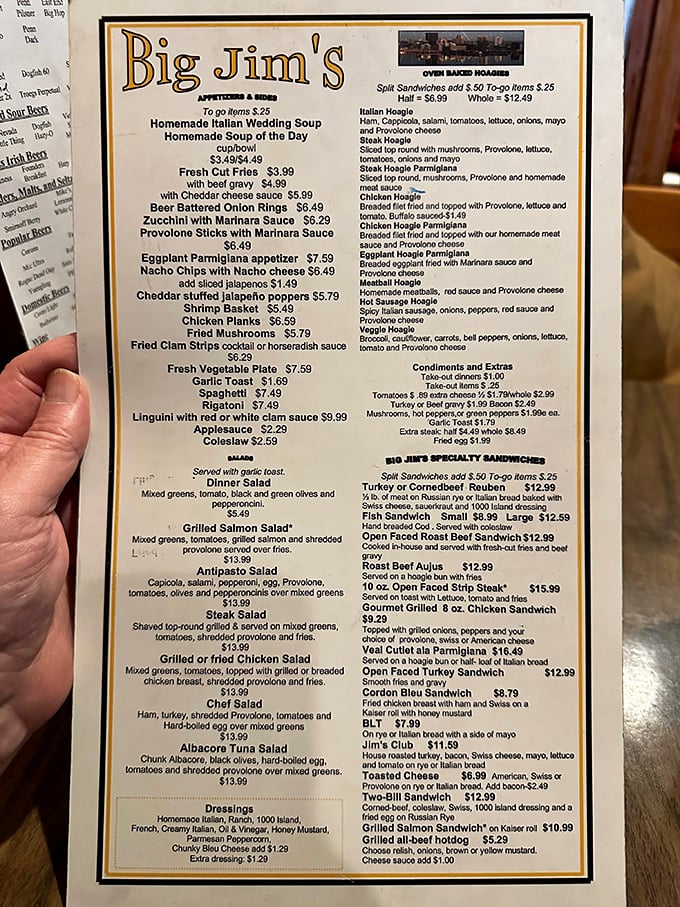 This menu isn't trying to impress with fancy fonts or flowery descriptions &ndash; it's a straightforward promise of Italian-American comfort that's kept Pittsburghers coming back for generations.
