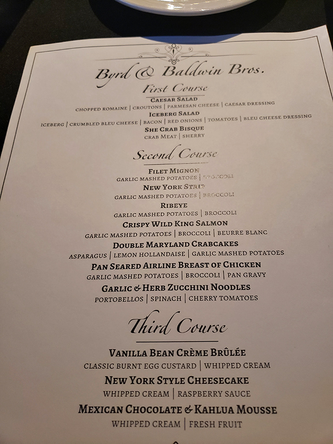The menu reads like a love letter to classic American steakhouse fare, with each item promising its own delicious story.