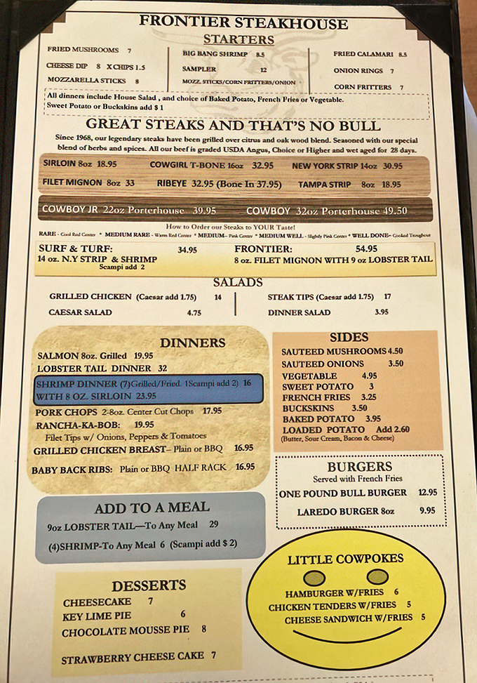 A menu that gets straight to the point&mdash;no flowery descriptions needed when your steaks speak this loudly for themselves.