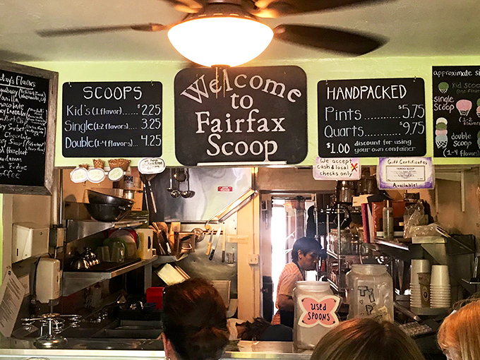 The chalkboard menu reads like a treasure map to frozen bliss. Today's adventure: Vanilla Honey Lavender or Buried Treasure?