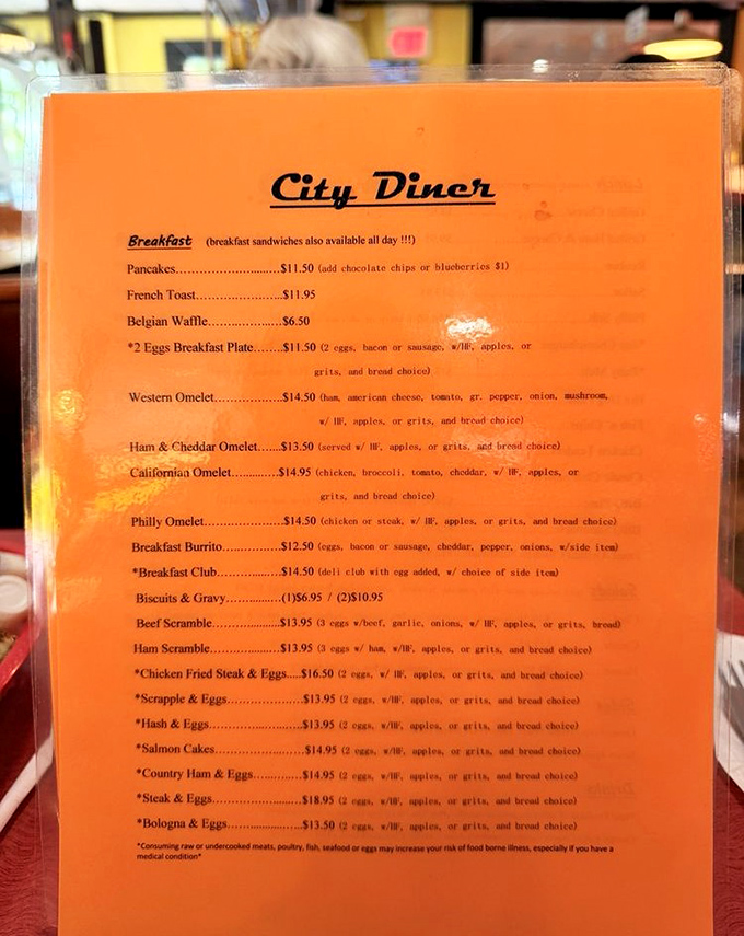 This no-nonsense orange menu is a roadmap to happiness&mdash;breakfast served all day is civilization at its finest.