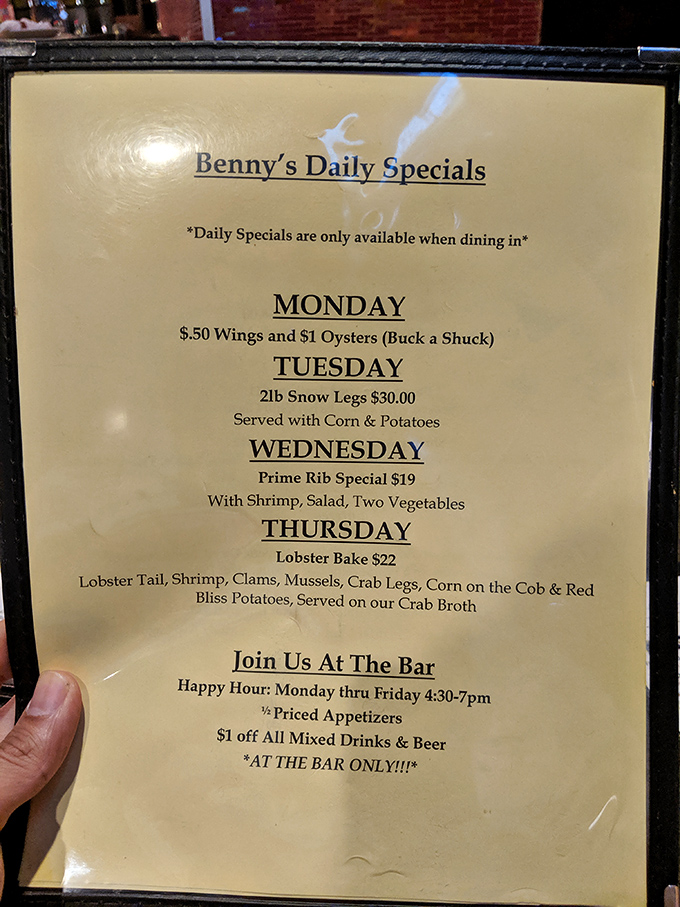 The daily specials board reads like a treasure map for seafood lovers. Monday's "Buck a Shuck" oysters might be the best deal in Philadelphia.