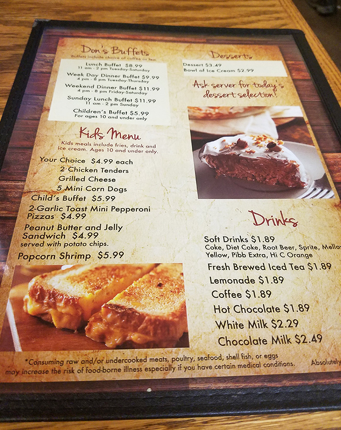 The menu reads like a love letter to hearty appetites and sensible family dining.