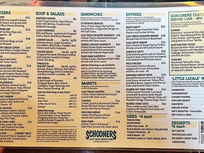 A menu that reads like a love letter to the Gulf. Each dish promises a vacation for your taste buds, from Drunken Shrimp to Seafood Gumbo.