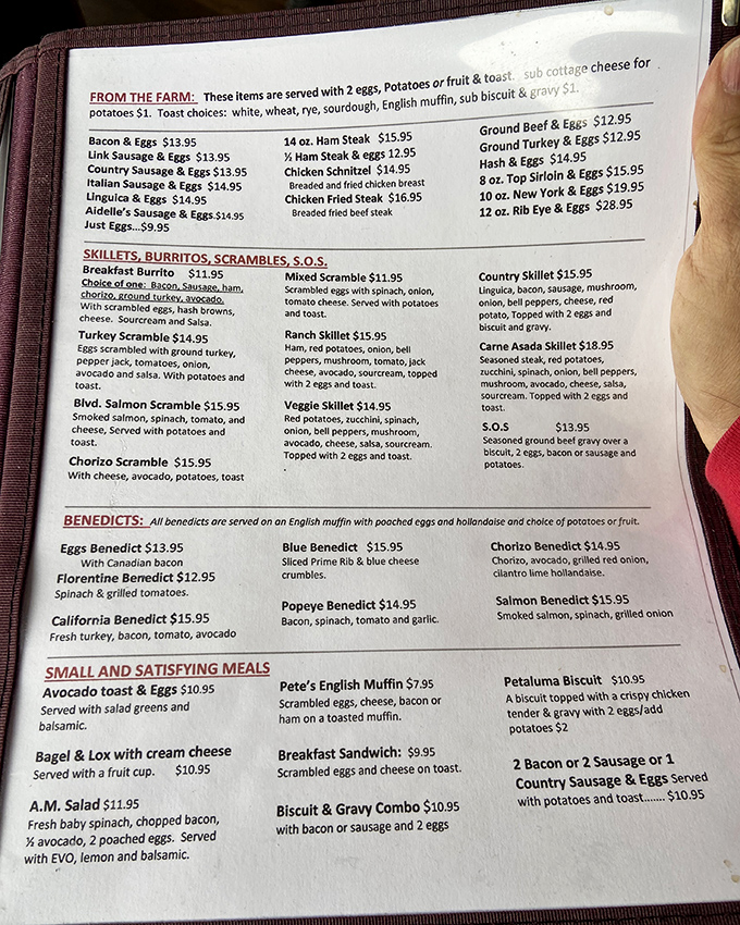 This menu isn't just a list of food &ndash; it's a roadmap to happiness with detours through Benedictville and Pancake Paradise.