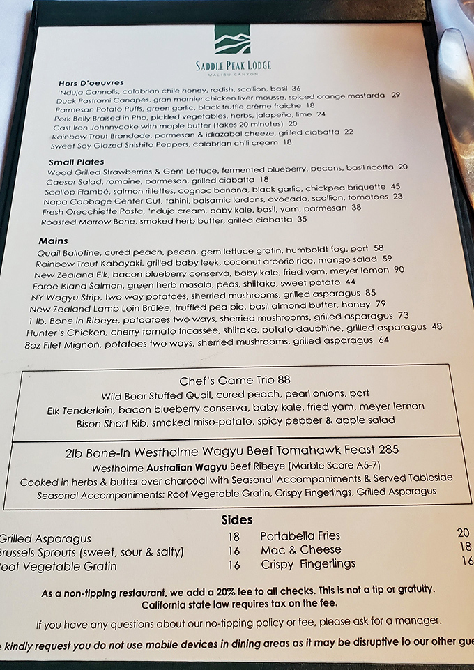 This menu reads like a love letter to adventurous eaters seeking flavors beyond ordinary steakhouse fare.