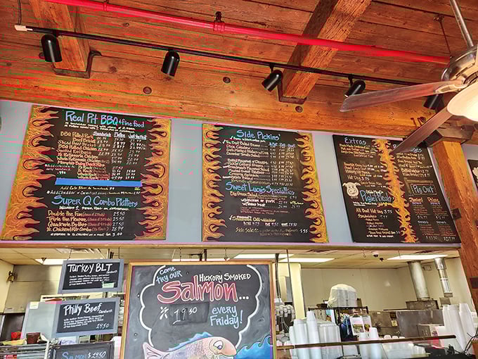 That menu board isn't just listing food&mdash;it's offering life choices. And like all great life choices, they involve various forms of smoked meat.