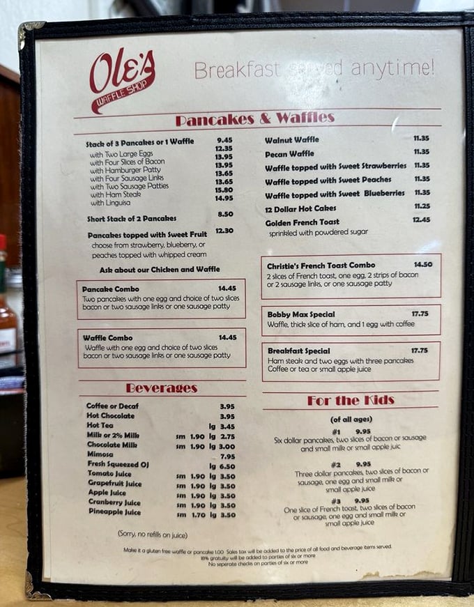 A menu that doesn't need fancy fonts or pretentious descriptions&mdash;just honest breakfast classics that have kept locals coming back for generations.