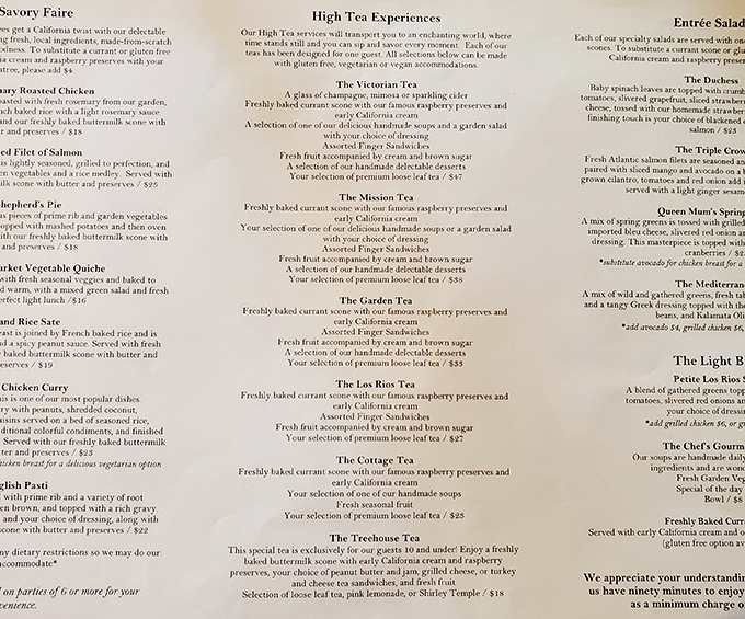 A menu that reads like a passport to genteel living. Each offering promises a brief vacation from the ordinary.