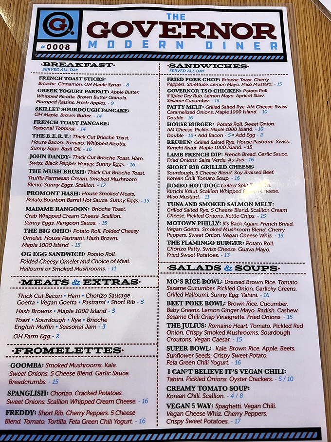 Menu decisions at The Governor are delightfully difficult. Each option reads like a love letter to creative comfort food with clever Ohio twists.