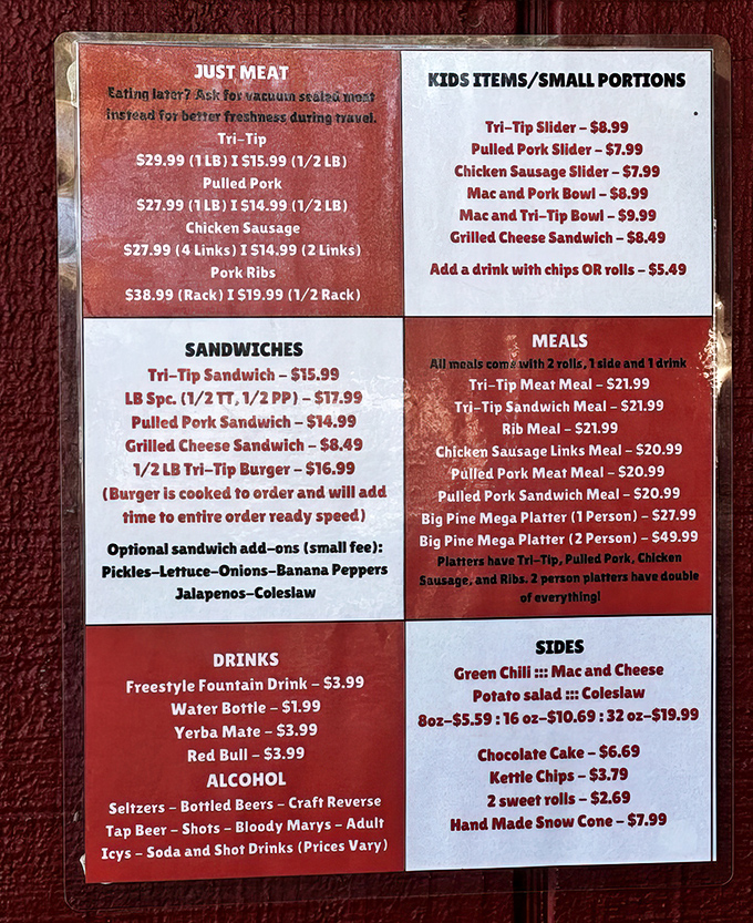 A menu that cuts straight to the chase—no fancy descriptions needed when the food speaks this eloquently for itself.