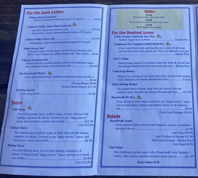 A menu that reads like coastal poetry &ndash; from "Land Lubber" options to seafood treasures that make deciding almost painfully difficult.