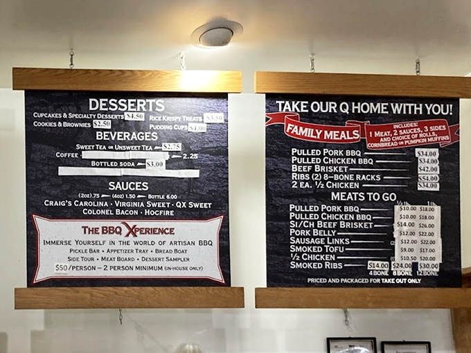 The menu board &ndash; a roadmap to happiness where every destination promises smoky satisfaction and potential nap-inducing bliss.