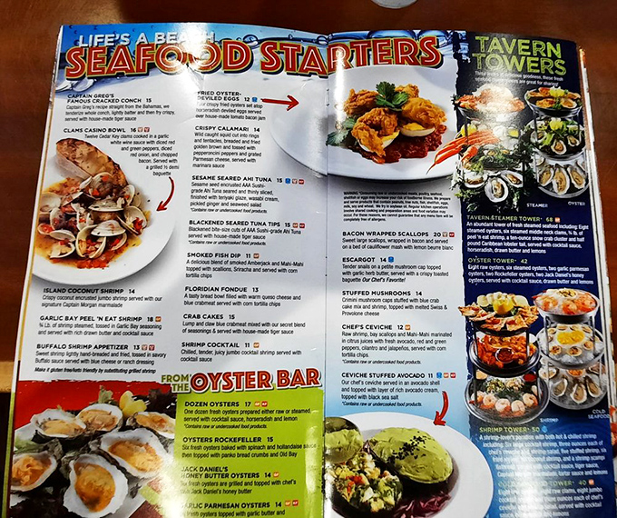 Life's a beach when seafood options abound! The menu reads like a love letter to coastal cuisine, with enough variety to warrant multiple visits.