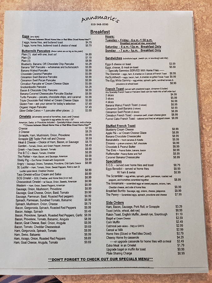 This menu reads like a breakfast love letter&mdash;pancakes reign supreme with options that'll make your morning glory-ous.