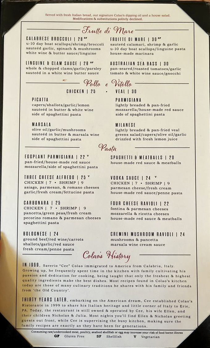 A menu that reads like a love letter to Italian cuisine, with each dish promising its own delicious story.