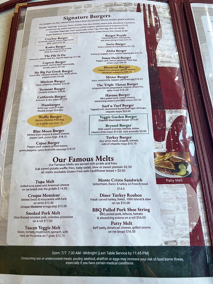 The menu reads like a love letter to American comfort food &ndash; each burger promising a different path to delicious satisfaction. 