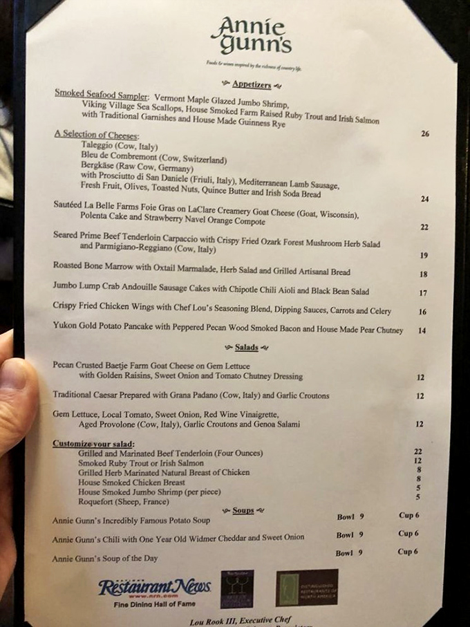 This isn't just a menu&mdash;it's a roadmap to culinary bliss. Note the "Incredibly Famous Potato Soup" that's earned its adjectives honestly.