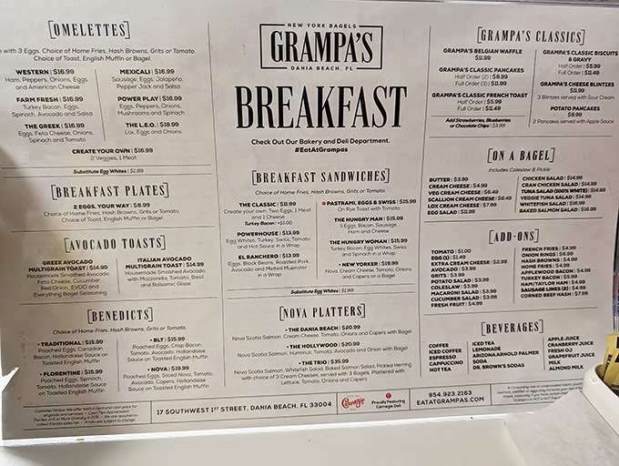 The menu at Grampa's reads like a love letter to breakfast. From omelets to benedicts, it's the Rosetta Stone of morning deliciousness.