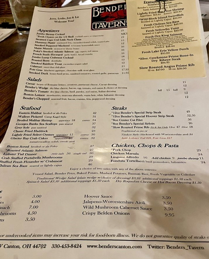 A menu that reads like a love letter to classic American dining. The turtle soup isn't just a dish &ndash; it's a Canton rite of passage.