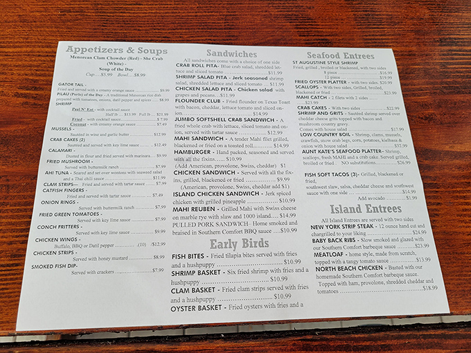 This menu isn't just a list of dishes&mdash;it's a treasure map to seafood nirvana. X marks the She Crab soup!