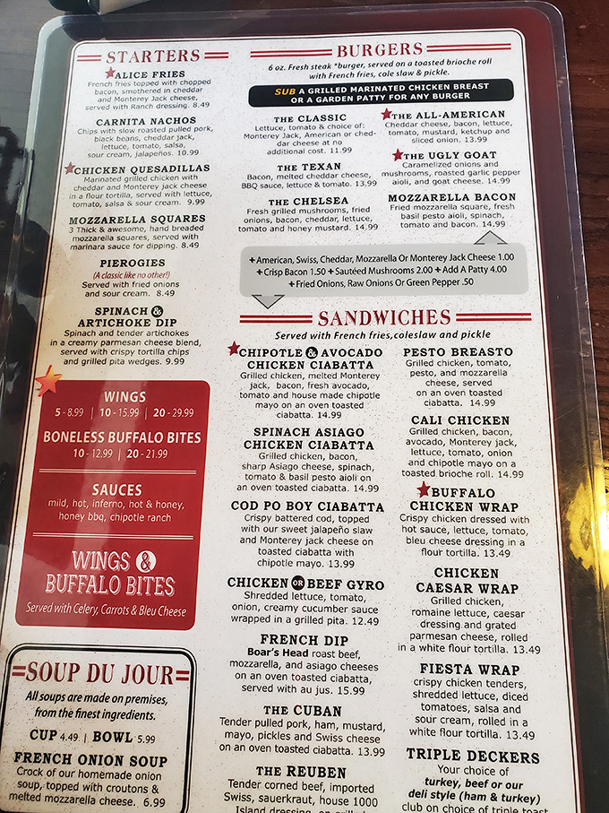 A menu that reads like a love letter to comfort food, featuring everything from classic breakfast to creative lunch innovations.