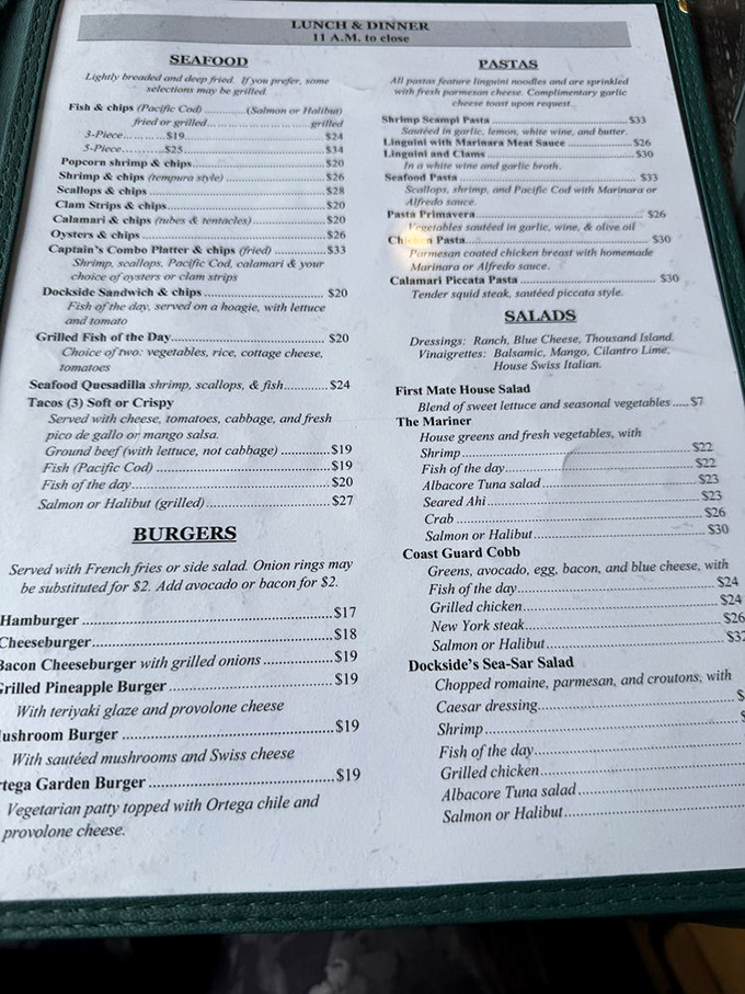 A menu that reads like poetry to seafood lovers. From the legendary fish and chips to oysters that taste like they just said goodbye to the ocean minutes ago.