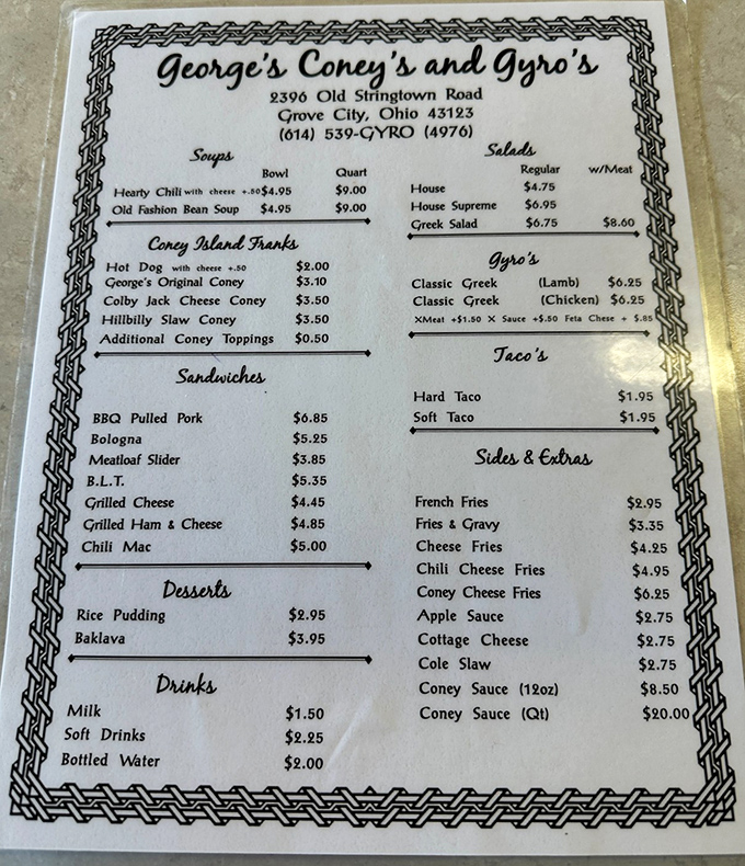 This menu reads like a love letter to comfort food, where American classics shake hands with Greek traditions in perfect culinary diplomacy.