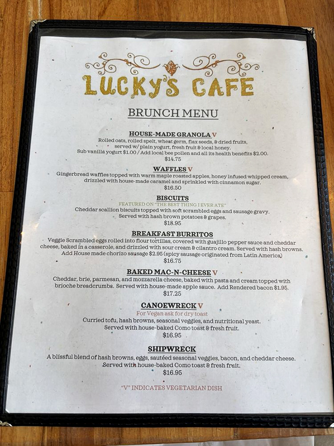 A menu that reads like poetry to hungry eyes. Each dish thoughtfully crafted, with the legendary biscuits and gravy rightfully earning their "featured" status.