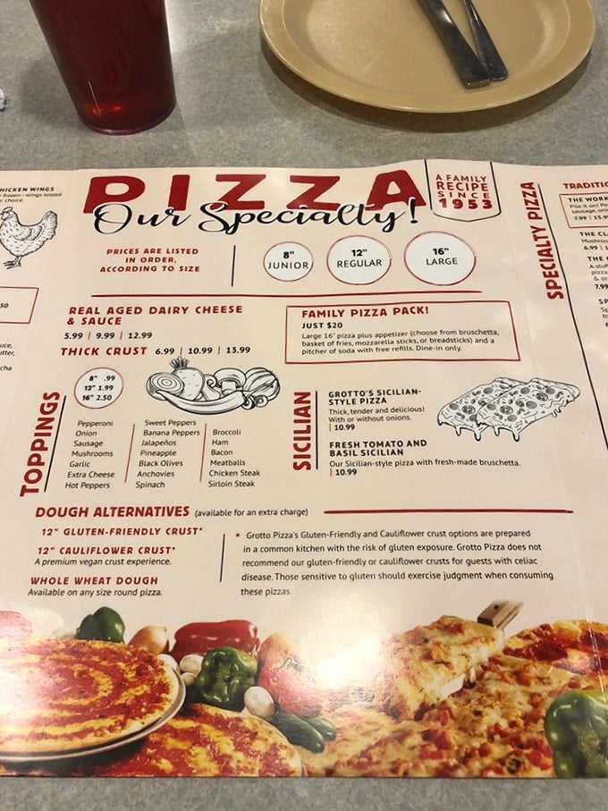 The menu reads like a love letter to Italian-American classics, with pizza rightfully claiming the spotlight as the headliner.