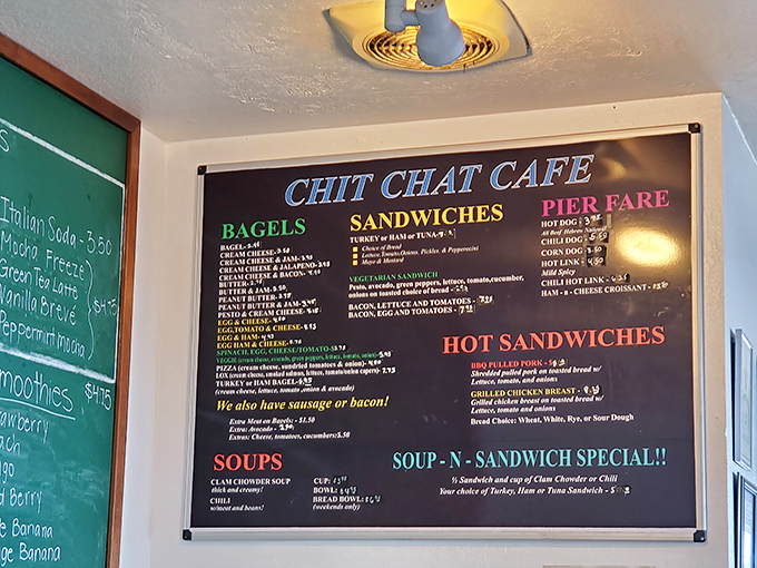 The menu board tells the real story&mdash;no fusion confusion or deconstructed nonsense here, just honest sandwiches, bagels, and comfort food that feeds both body and soul.