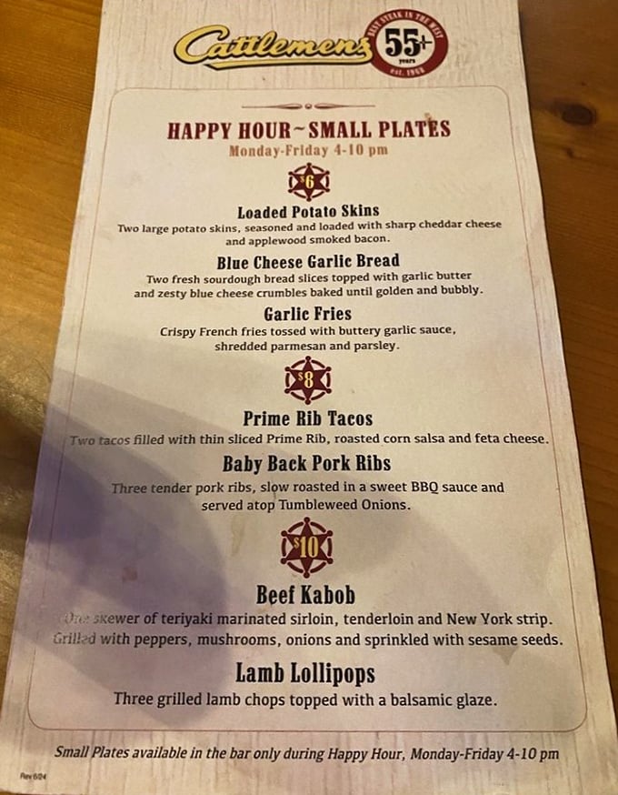 The happy hour menu reads like a love letter to comfort food&mdash;those Prime Rib Tacos aren't just appetizers, they're tiny flavor festivals waiting to happen.