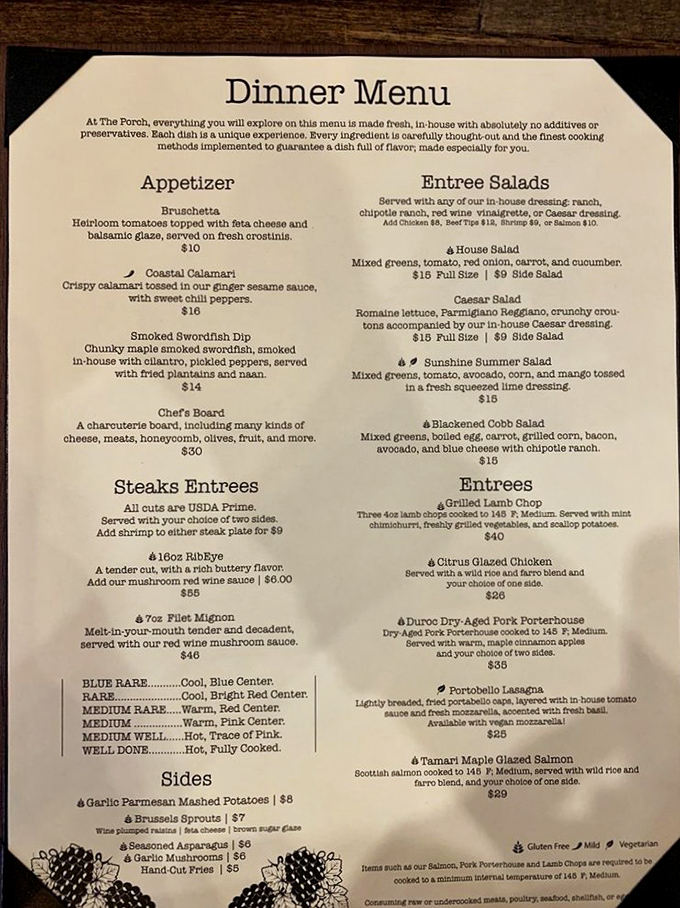 This menu reads like a love letter to carnivores, with prices that won't require a second mortgage.
