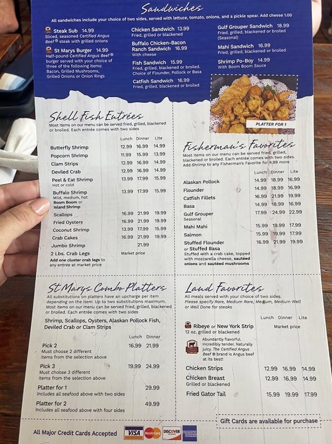 The menu reads like a love letter to the Atlantic. Each item promises a different kind of coastal bliss without requiring a second mortgage.