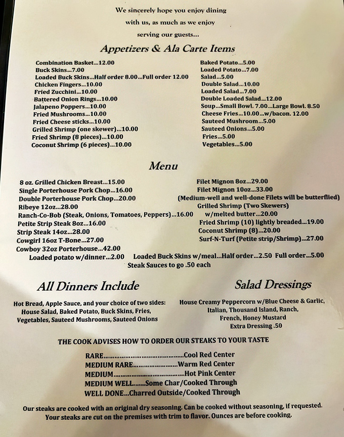 This menu isn't just a list of options&mdash;it's a roadmap to carnivorous bliss where "medium rare" actually means something.