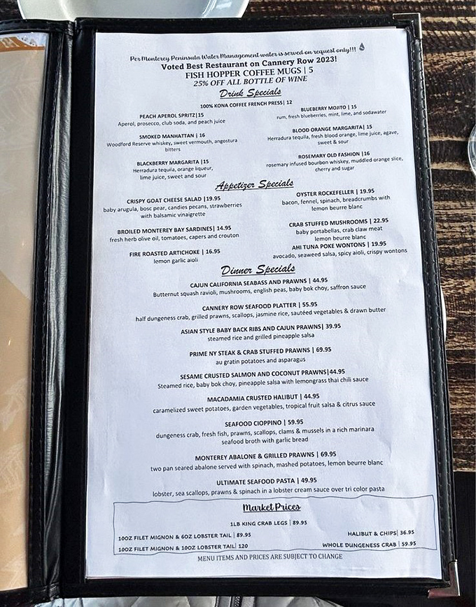 A menu that reads like a love letter to the sea. The only thing missing is a mermaid's signature at the bottom.