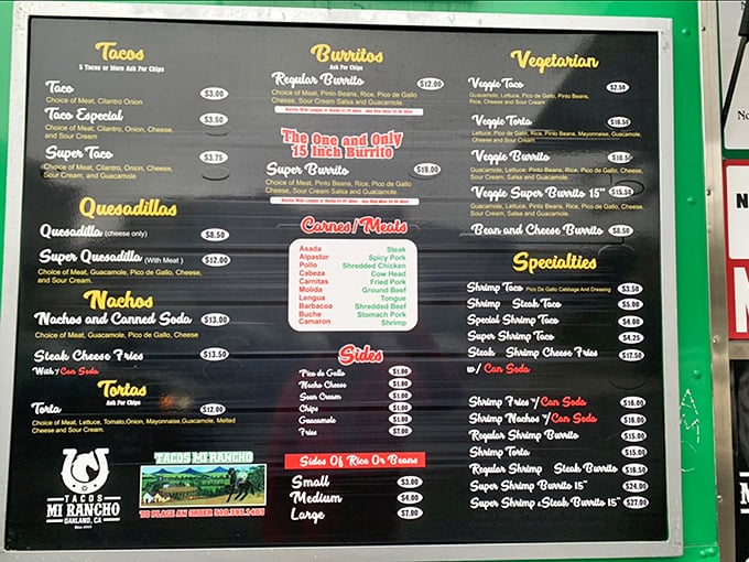 The menu board of possibilities! Each item represents a potential love story between you and authentic Mexican flavors that won't break the bank.